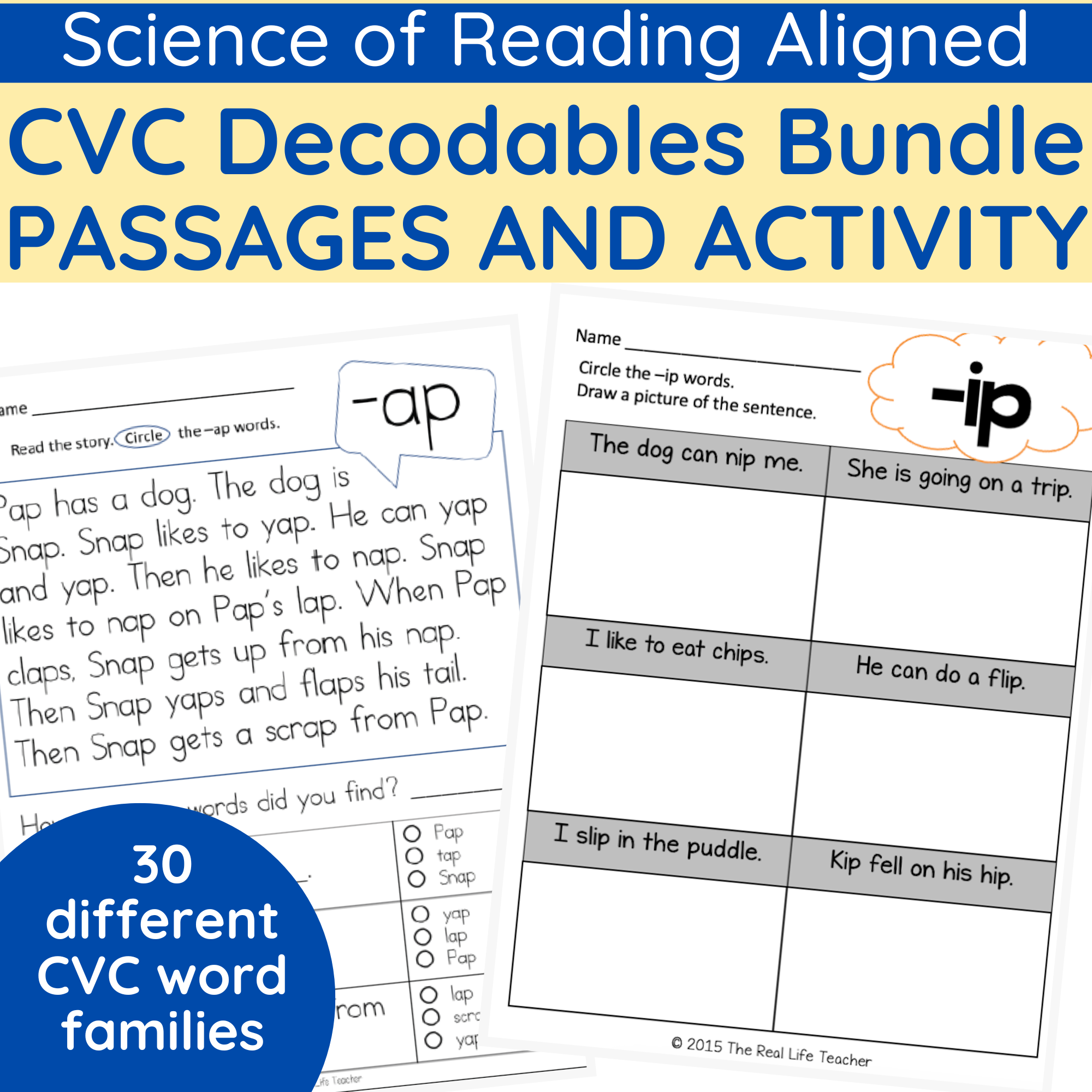 CVC Decodable Readers and Practice Bundle: Short Vowel Decodable ...
