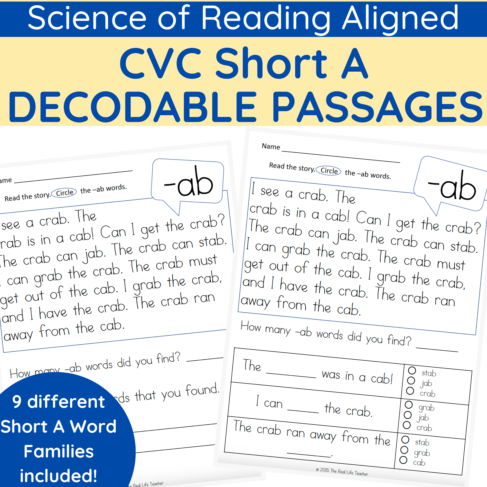 Short A CVC Words: Short A Decodable Passages for Fluency and ...